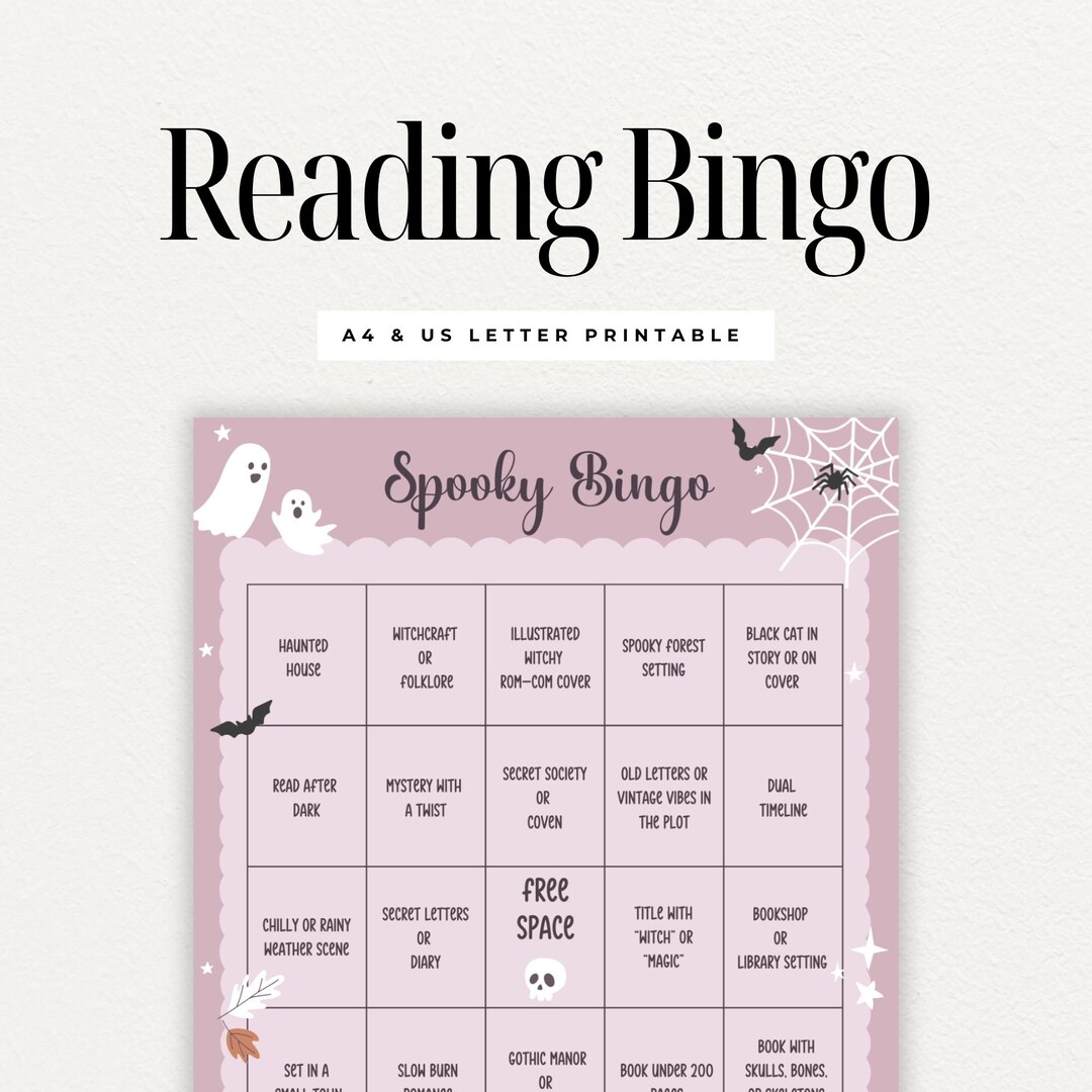 Halloween Book Bingo Challenge, Printable Spooky Reading Game & Fun ...