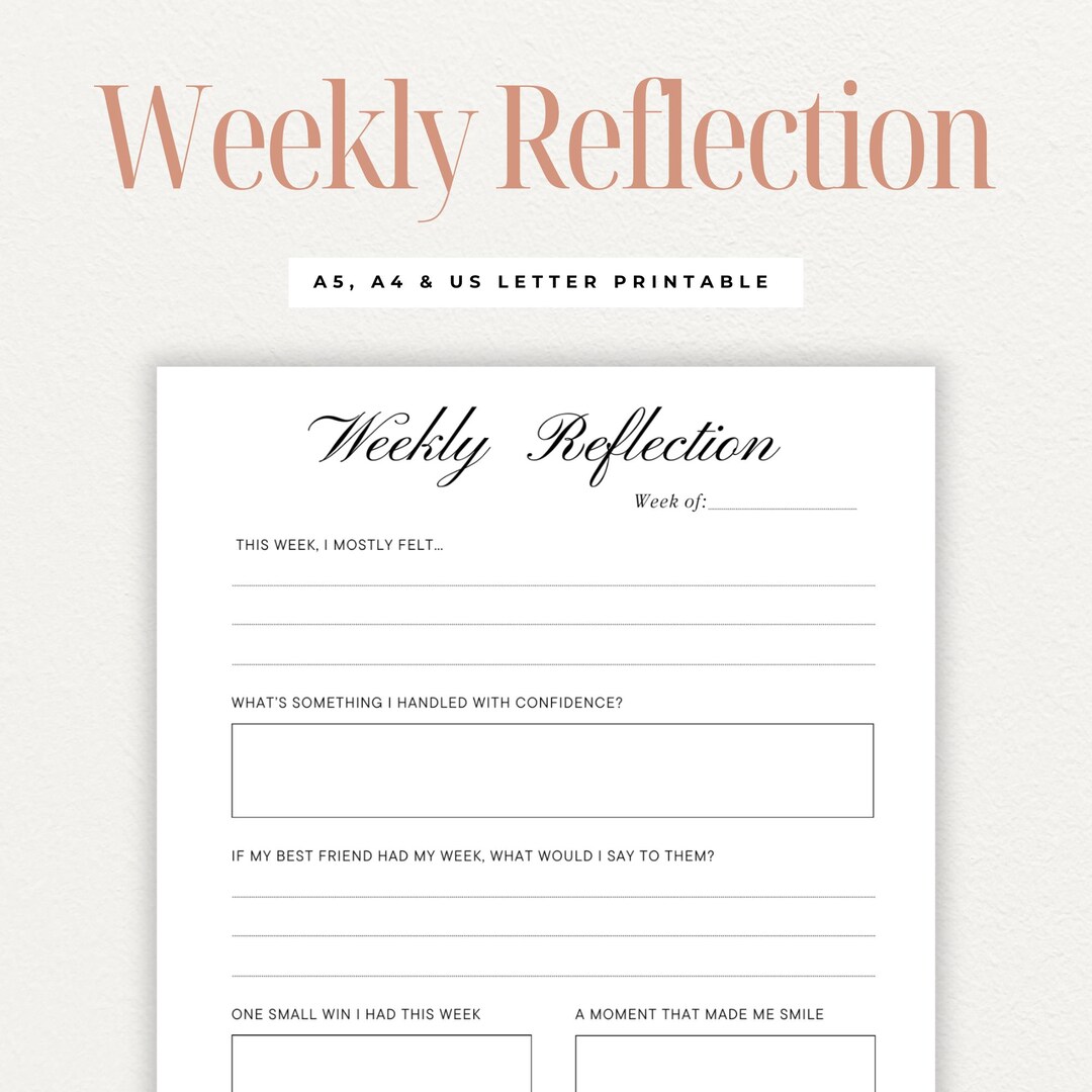 Self Love Journal Printable, Weekly Reflection Planner, Digital Journal ...