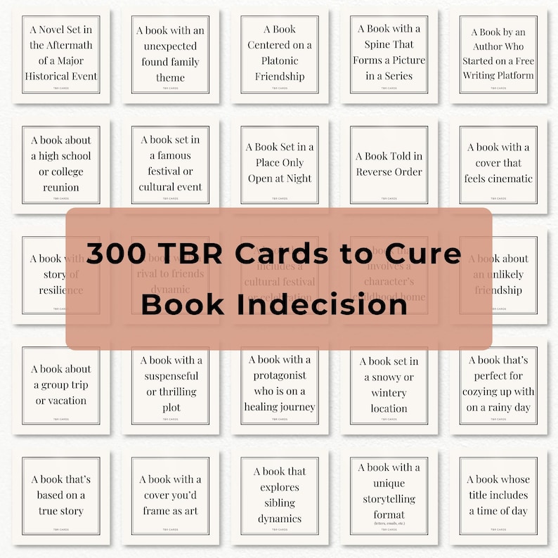 300 Printable TBR Cards, to Be Read Prompt, Reading Challenge, Fun ...