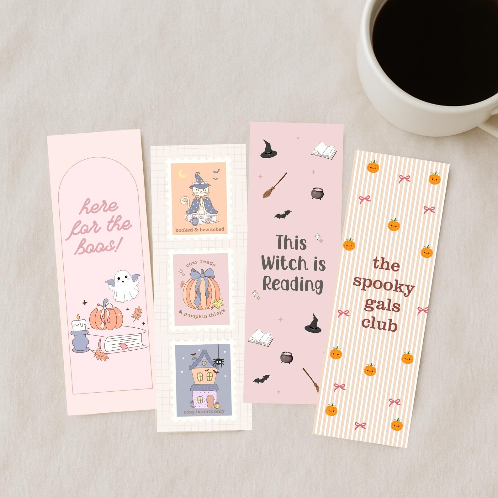 Printable Halloween Bookmarks, Cute Spooky Bookish Bookmarks Set ...