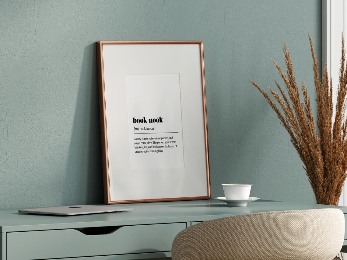 Book-nook Definition Print | Book Wall Art | Book Lover Print | Book ...
