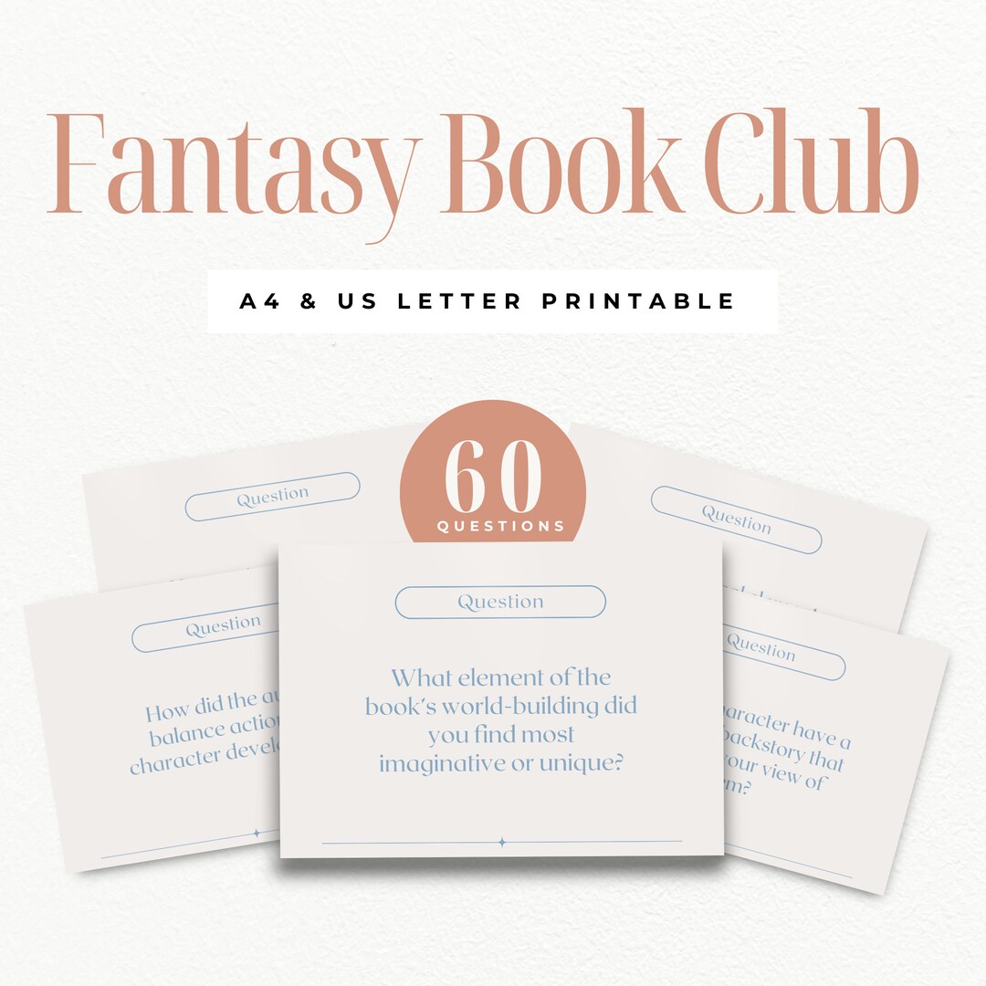 Fantasy Book Club Discussion Cards | 60 Fun Printable Questions ...