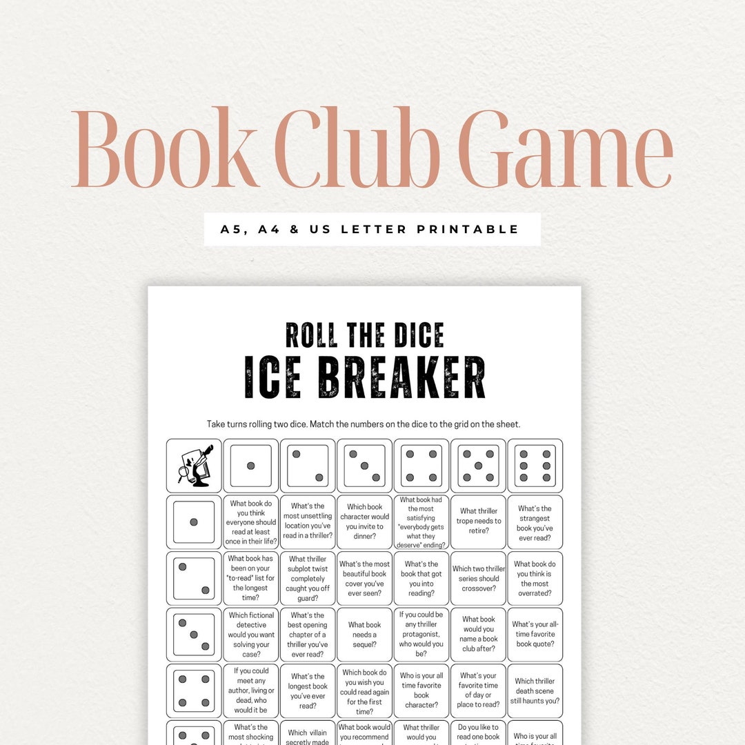 Thriller Book Club Icebreaker Game, Roll the Dice Book Discussion ...