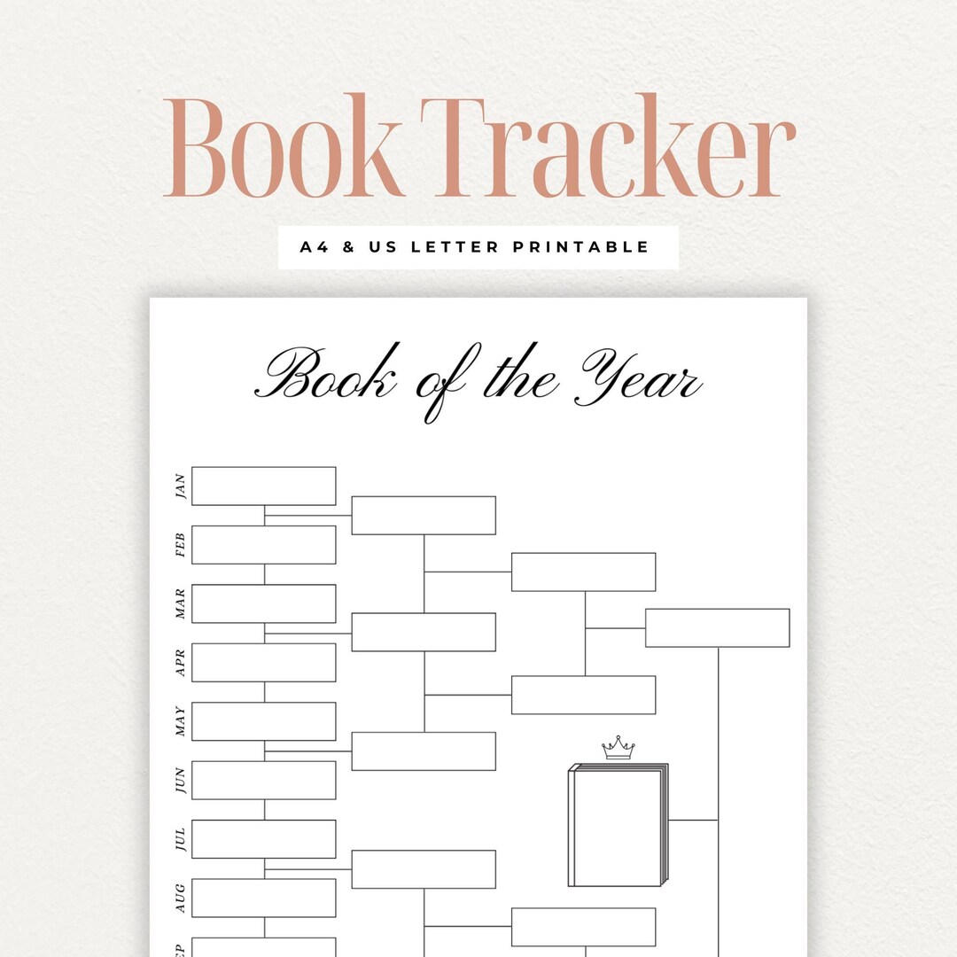 Book of the Year Tracker, Reading Bracket Challenge, Monthly Book ...