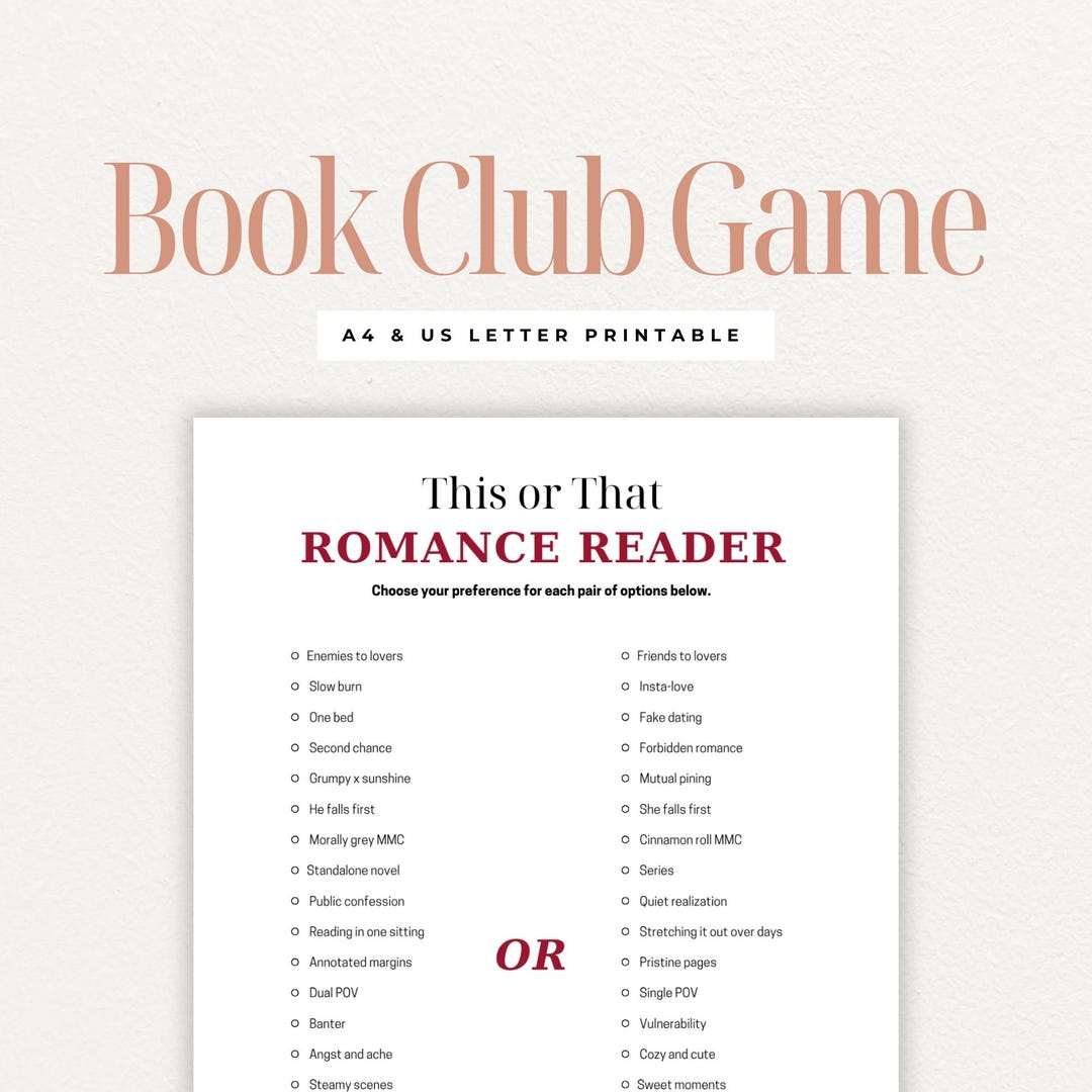 Book Club Game, Fun Printable Activity, This or That, Icebreaker ...