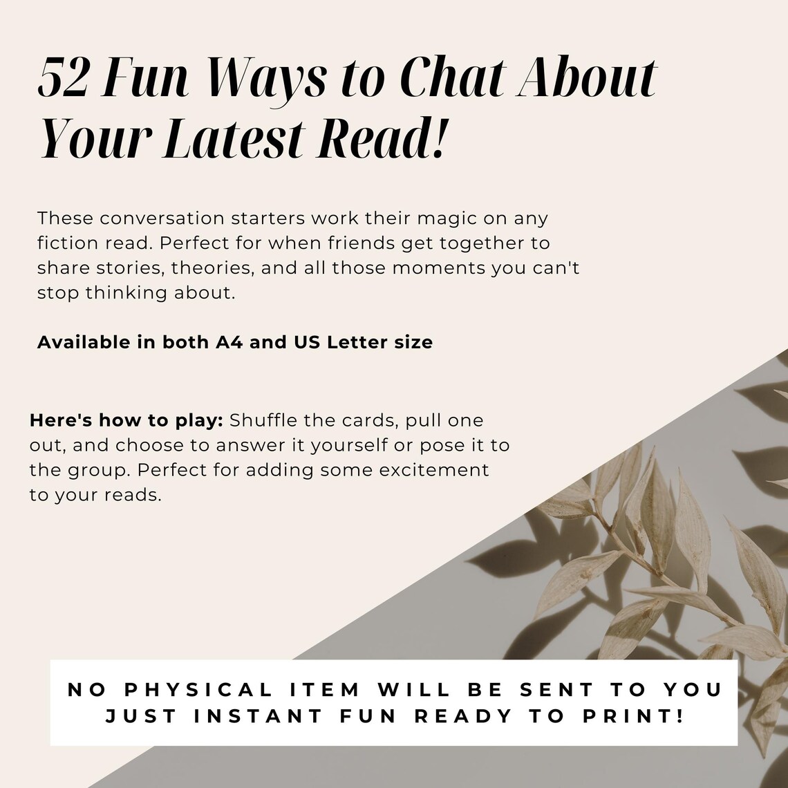 Fiction Book Club Discussion Cards | Fun Printable Questions | Digital ...