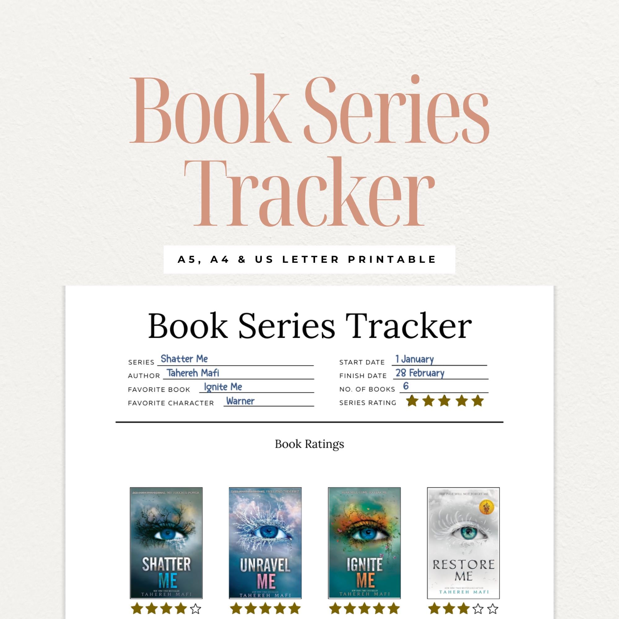 Printable Book Series Tracker, Reading Journal Page, Series Reading Log ...