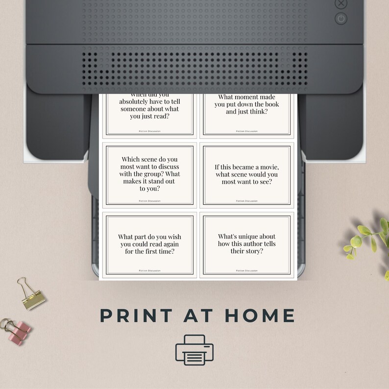 50 Fiction Book Club Discussion Cards, Fun Printable Questions, Book ...