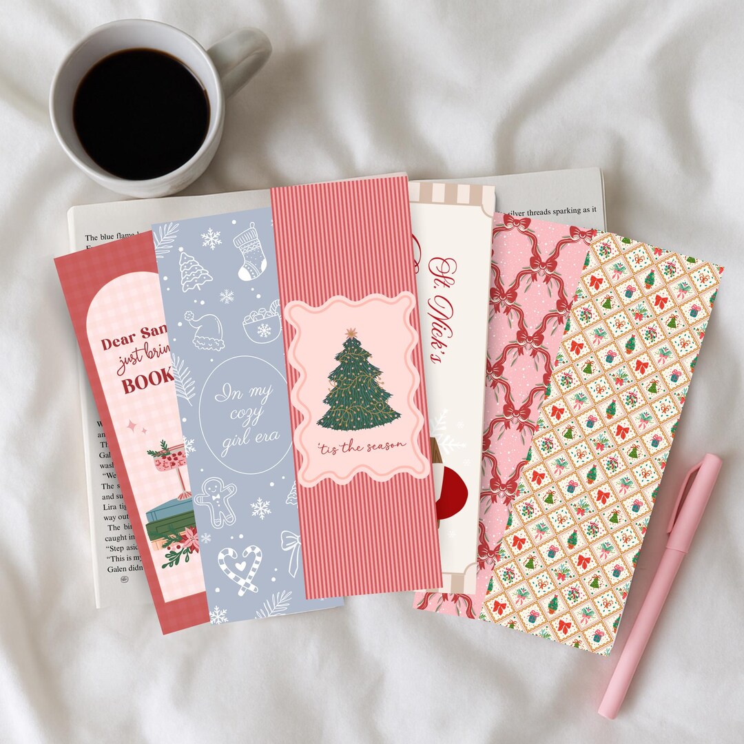 Christmas Bookmark Set, Printable Holiday Bookmarks for Readers, Book ...