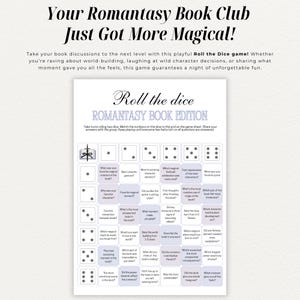 Roll the Dice Romantasy Book Club Game | Printable Book Discussion ...