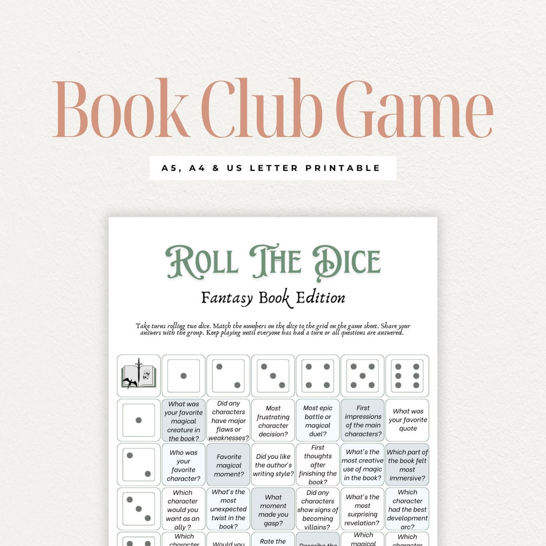 Roll the Dice Fantasy Book Edition, Fun Printable Book Club Game ...