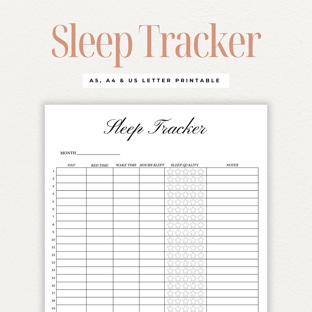 Printable Sleep Tracker, Monthly Sleep Log, Sleep Log, Digital Sleep ...