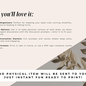 Book Club Planner & Organizer | Printable Book Club Templates | Digital ...