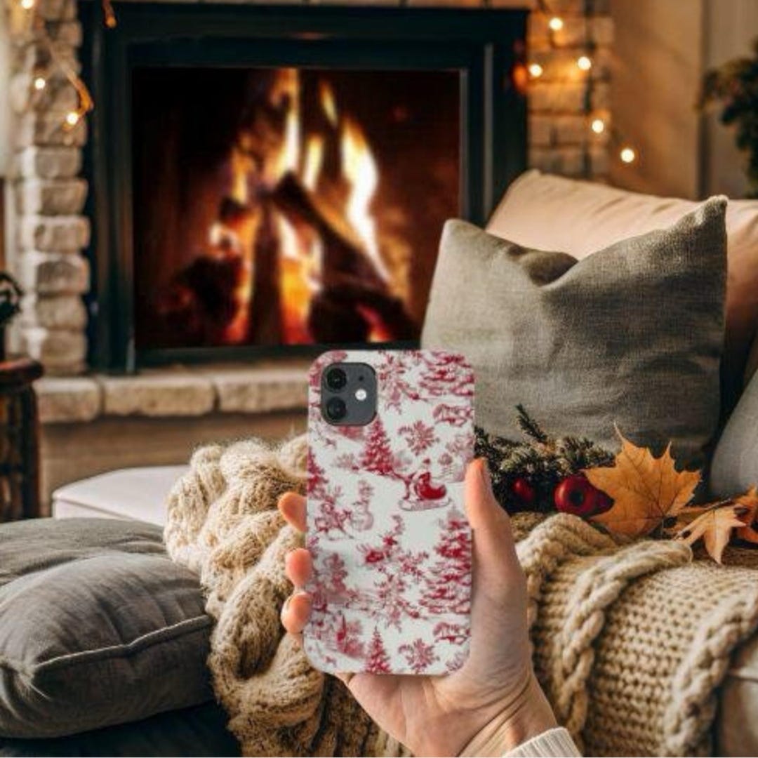 Custom Toile De Jouy Christmas Phone Case, Vintage Christmas Phone Case ...