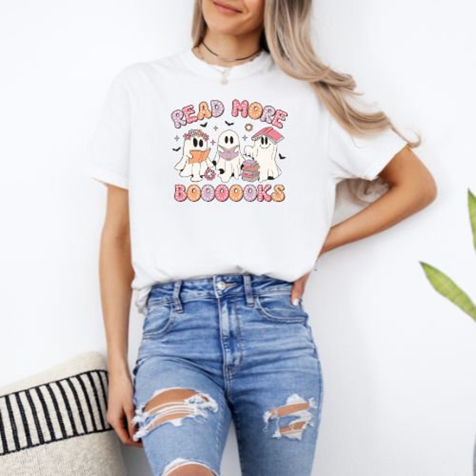 Comfort Colors Ghosts Reading Books Tshirt, Bookish Shirt, Funny Ghost ...