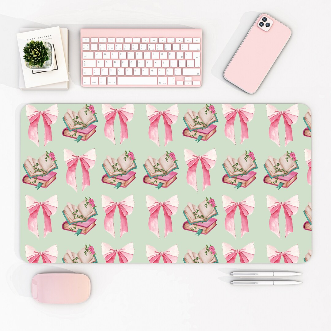 Coquette Desk Mat, Girly Desk Pad, Floral Desk Mat, Desk Decor, Gift ...