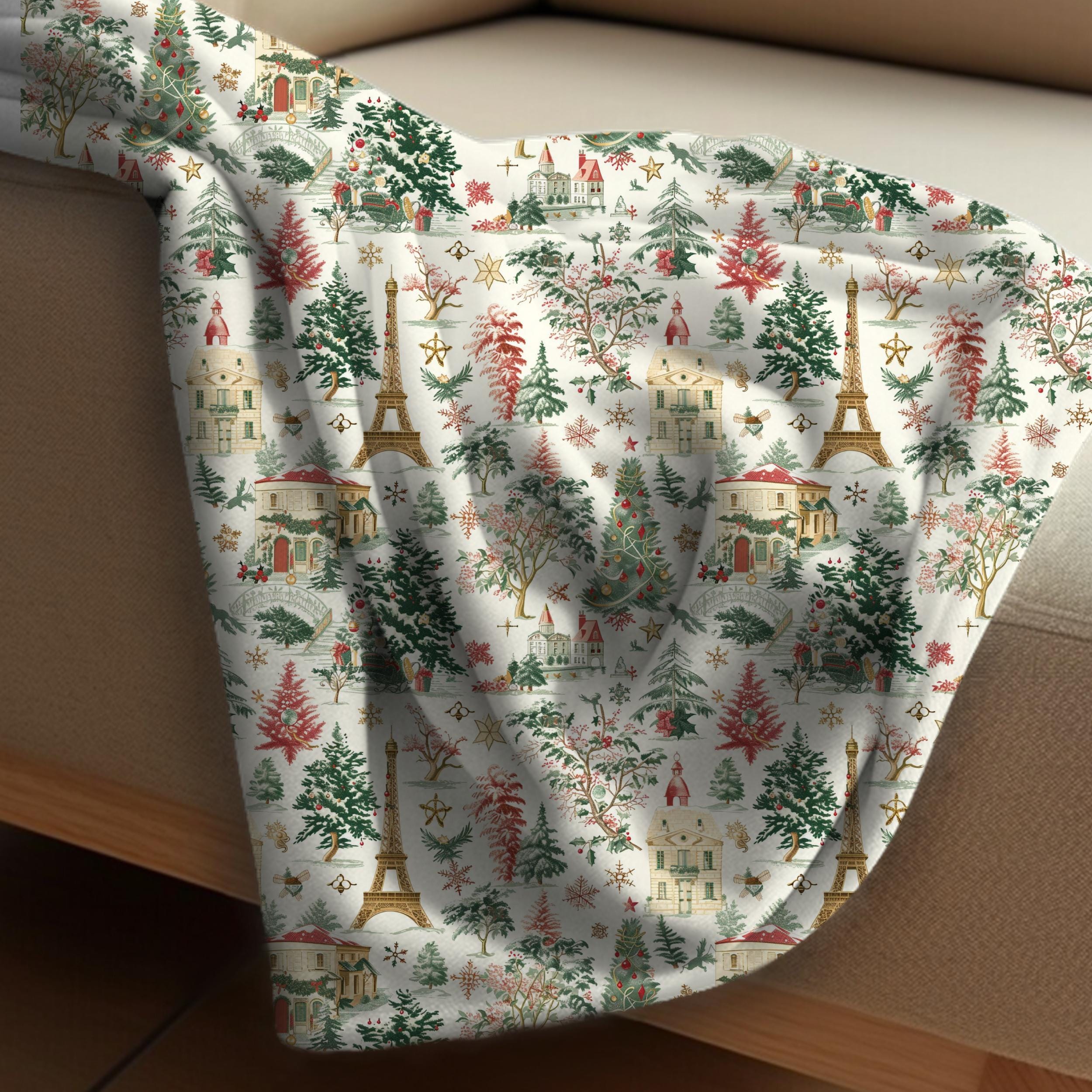 Christmas Toile De Jouy Blanket Custom Toile Christmas in Paris Throw ...