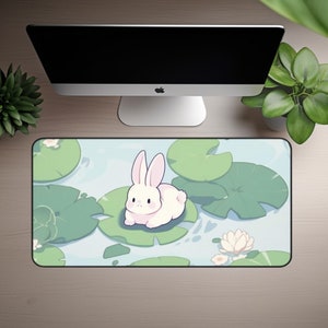 Kawaii Bunny Desk Mat, Bunny Deskpad, Lofi Desk Mat, Cute Desk ...
