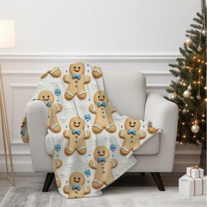Cute Gingerbread Christmas Blanket, Gingerbread Man Christmas Throw ...
