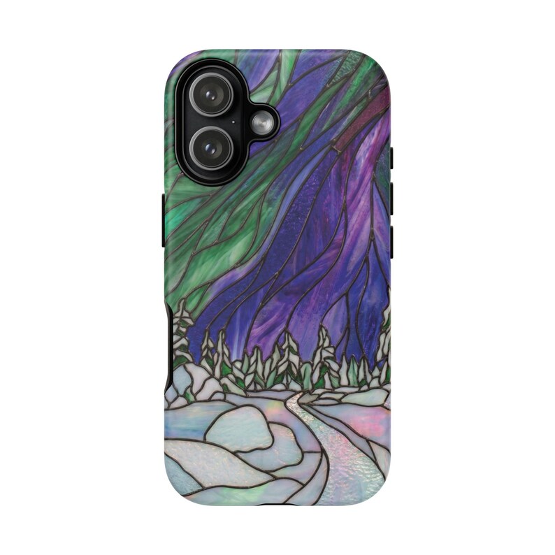 Aurora Borealis Faux Stained Glass iPhone Case, Northern Lights Art ...