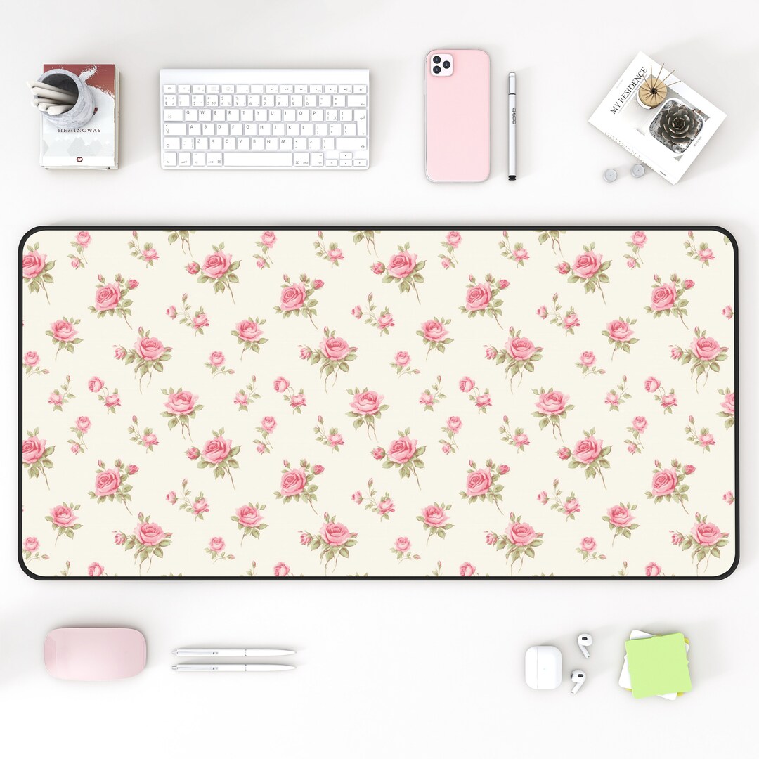 Rosebud Desk Mat, Victorian Aesthetic, Dainty Roses Desk Decor ...