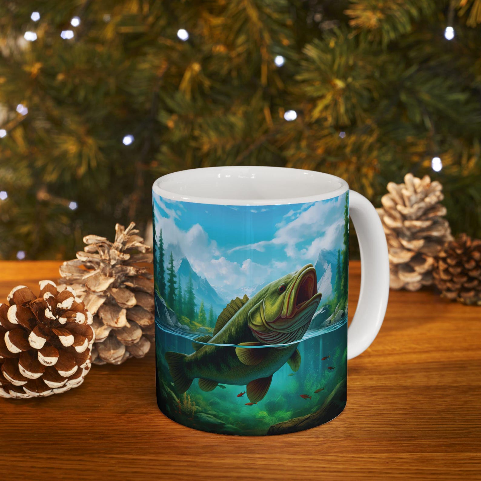 Bass Fish 3D Mug, Nature Scene Ceramic Coffee Cup, Lake Fishing Gift ...