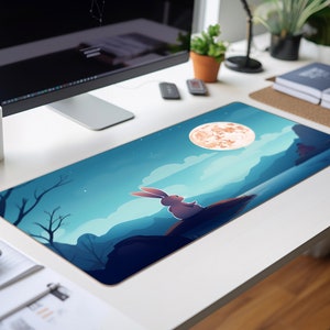 Kawaii Bunny Desk Mat, Bunny Deskpad, Lofi Desk Mat, Cute Desk ...