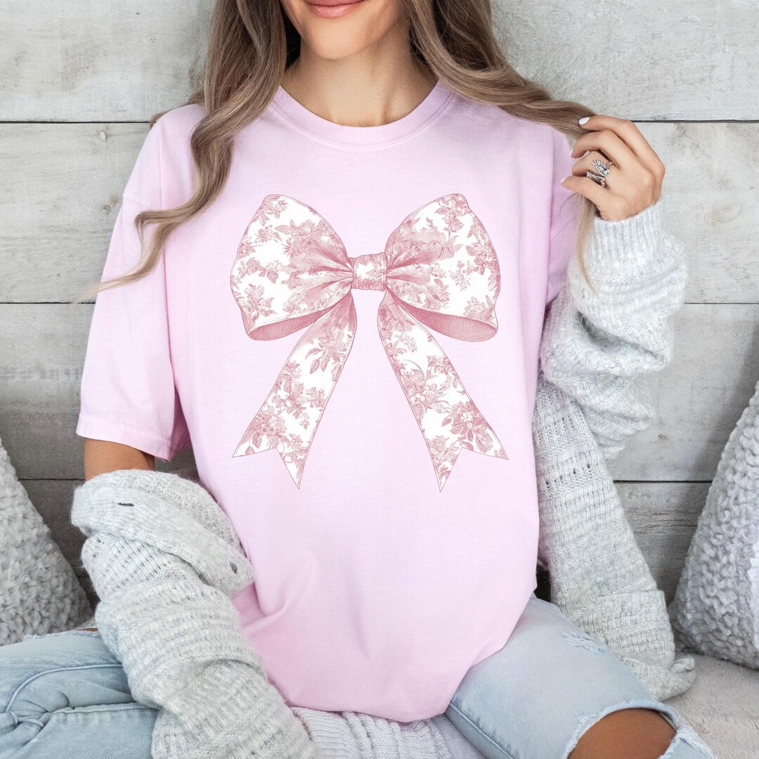 Toile Shirt Coquette Pink Toile De Jouy Bow Comfort Colors® Shirt, Cute ...
