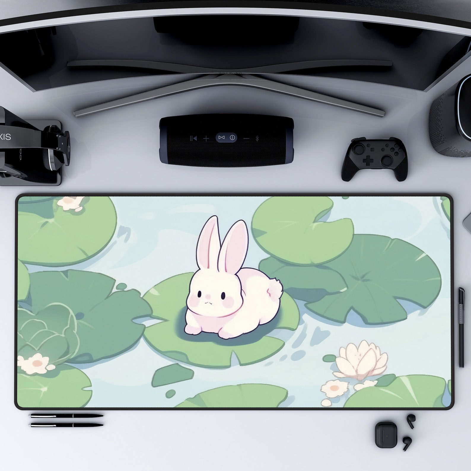 Kawaii Bunny Desk Mat, Bunny Deskpad, Lofi Desk Mat, Cute Desk ...