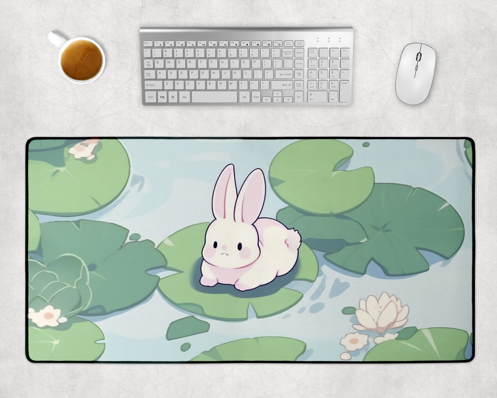 Kawaii Bunny Desk Mat, Bunny Deskpad, Lofi Desk Mat, Cute Desk ...