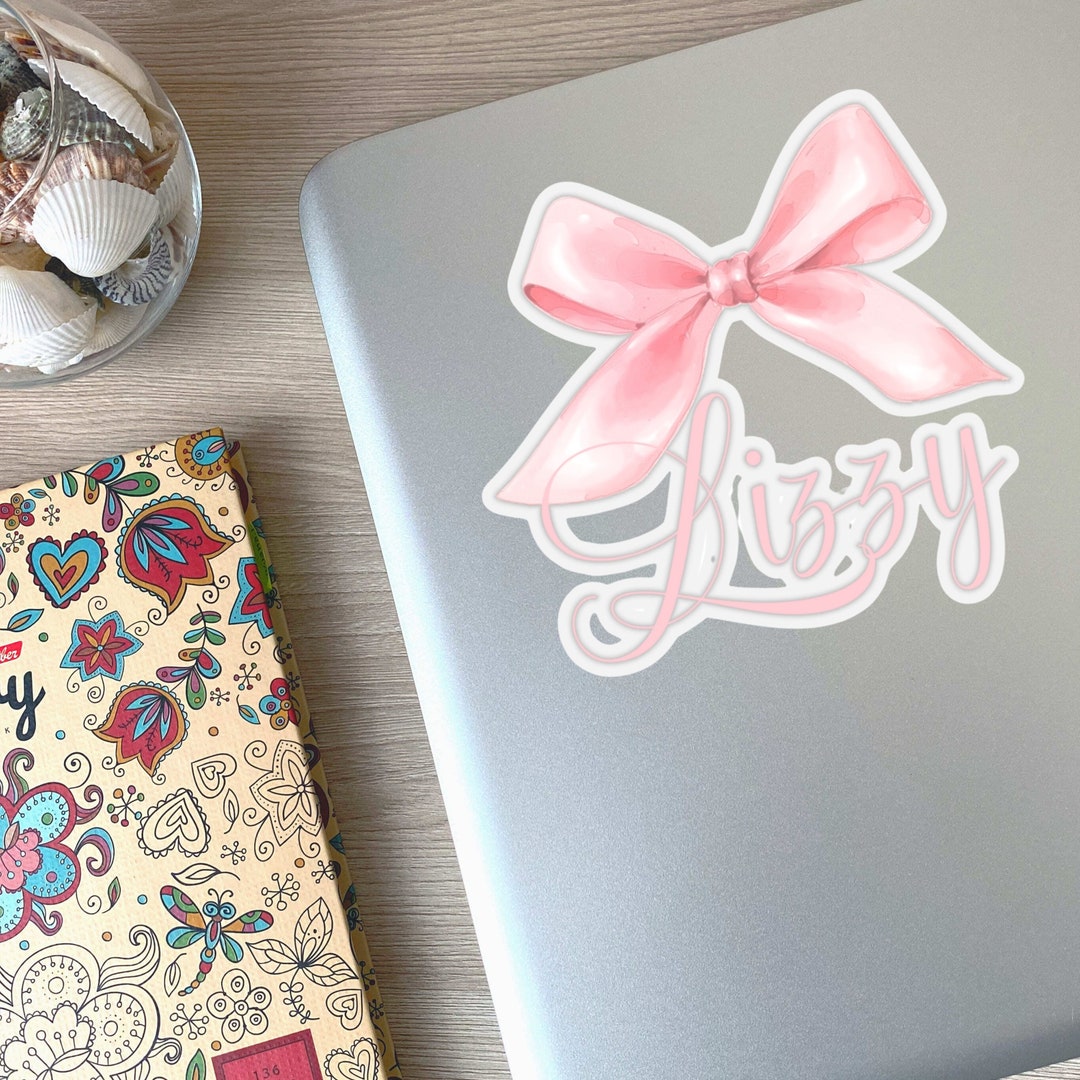 Coquette Personalized Name Sticker, Pink Bow Sticker, Coquette Decal ...