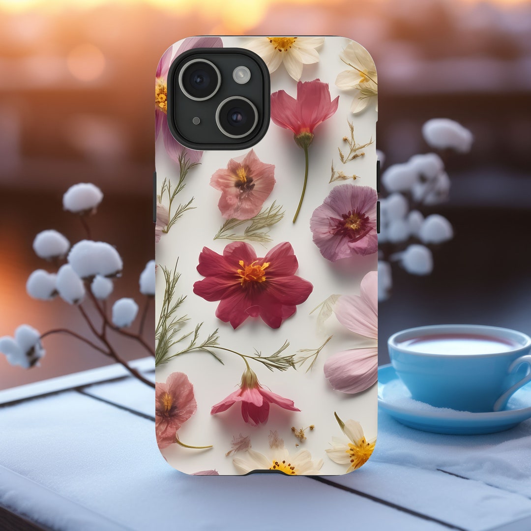 Pressed Flowers Phone Case, 3D Pressed Wildflower Phone Case, Pink ...
