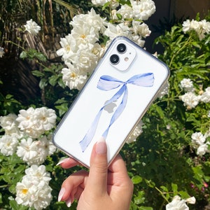 Coquette Phone Case, Baby Blue Bow Cell Phone Case for Samsung and ...