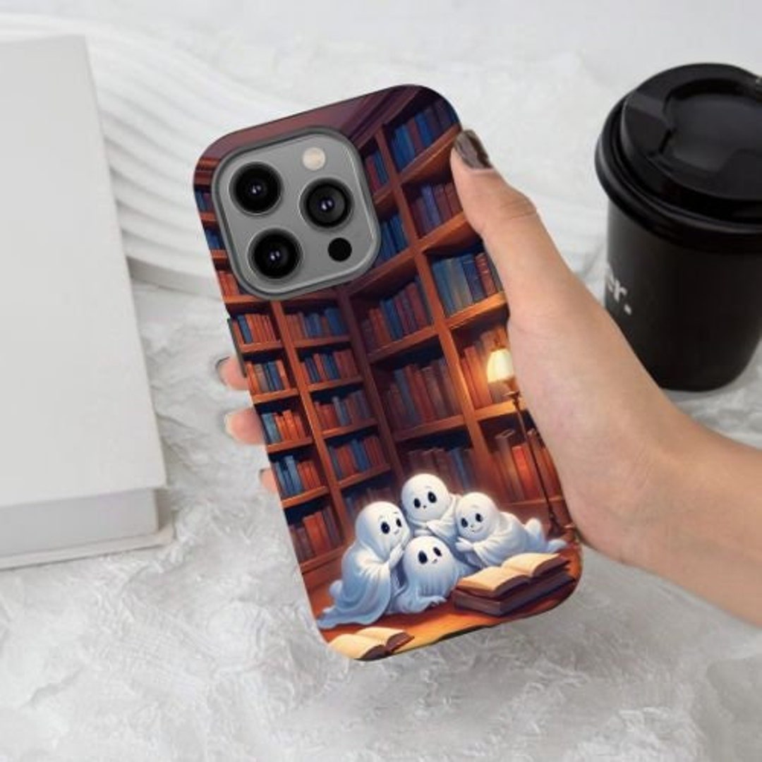 Cute Ghosts in Library Halloween Phone Case, Book Lover Phone Case ...