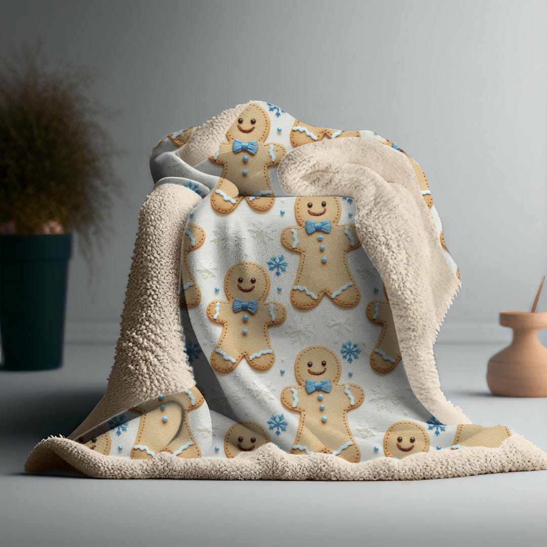 Cute Gingerbread Christmas Blanket, Gingerbread Man Christmas Throw ...