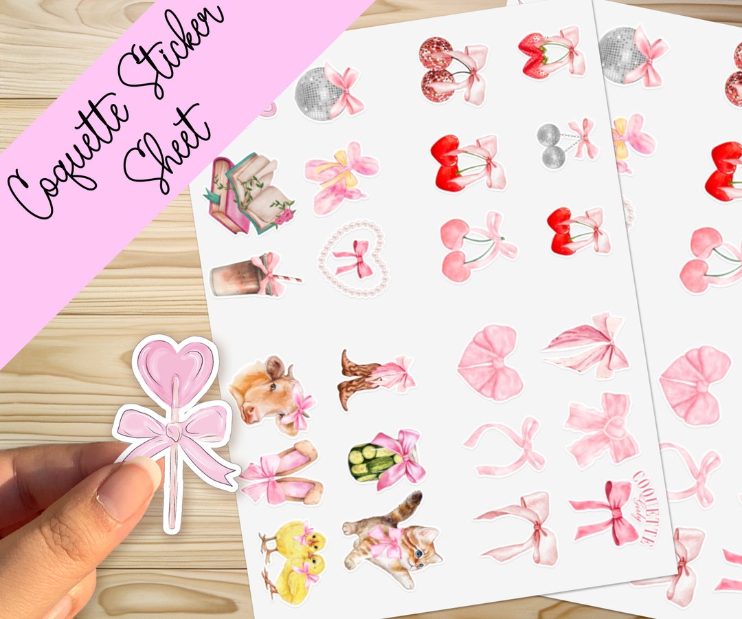 Coquette Vinyl Sticker Sheets, Indoor Outdoor Vinyl Stickers, Girly ...