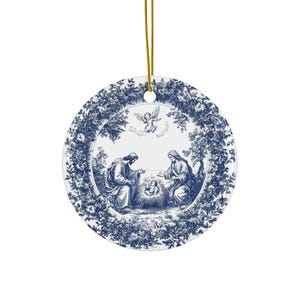 Christian Ornament, Nativity Toile De Jouy Christmas Ornament, Catholic ...