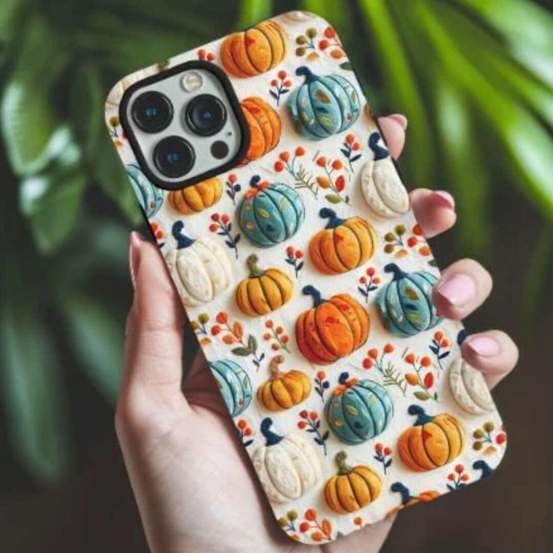 Pumpkin Phone Case, Faux 3D Fall Phone Case, Autumn Floral Phone Case ...