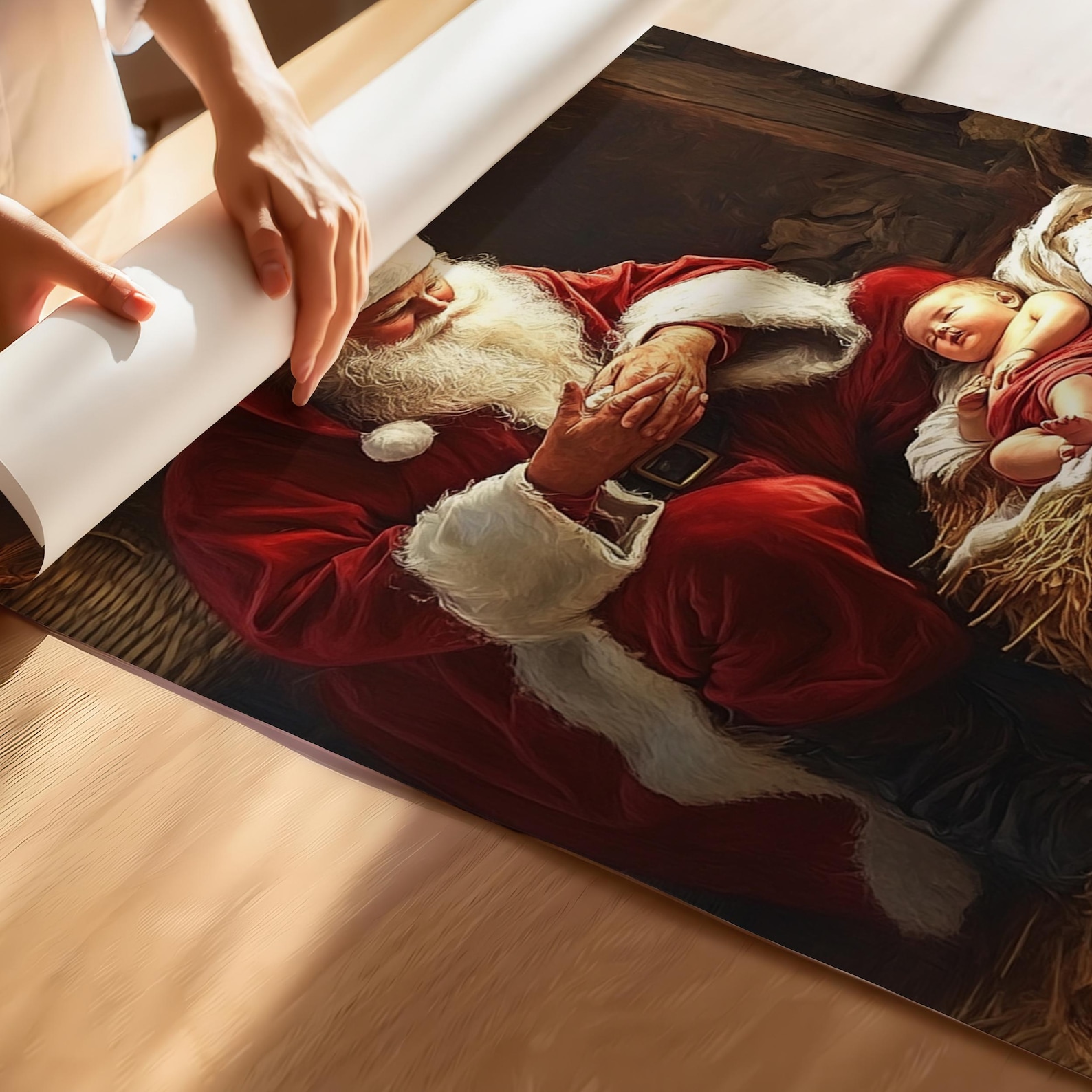 Santa and Baby Jesus Nativity Digital Downloads Christmas Wall Art ...