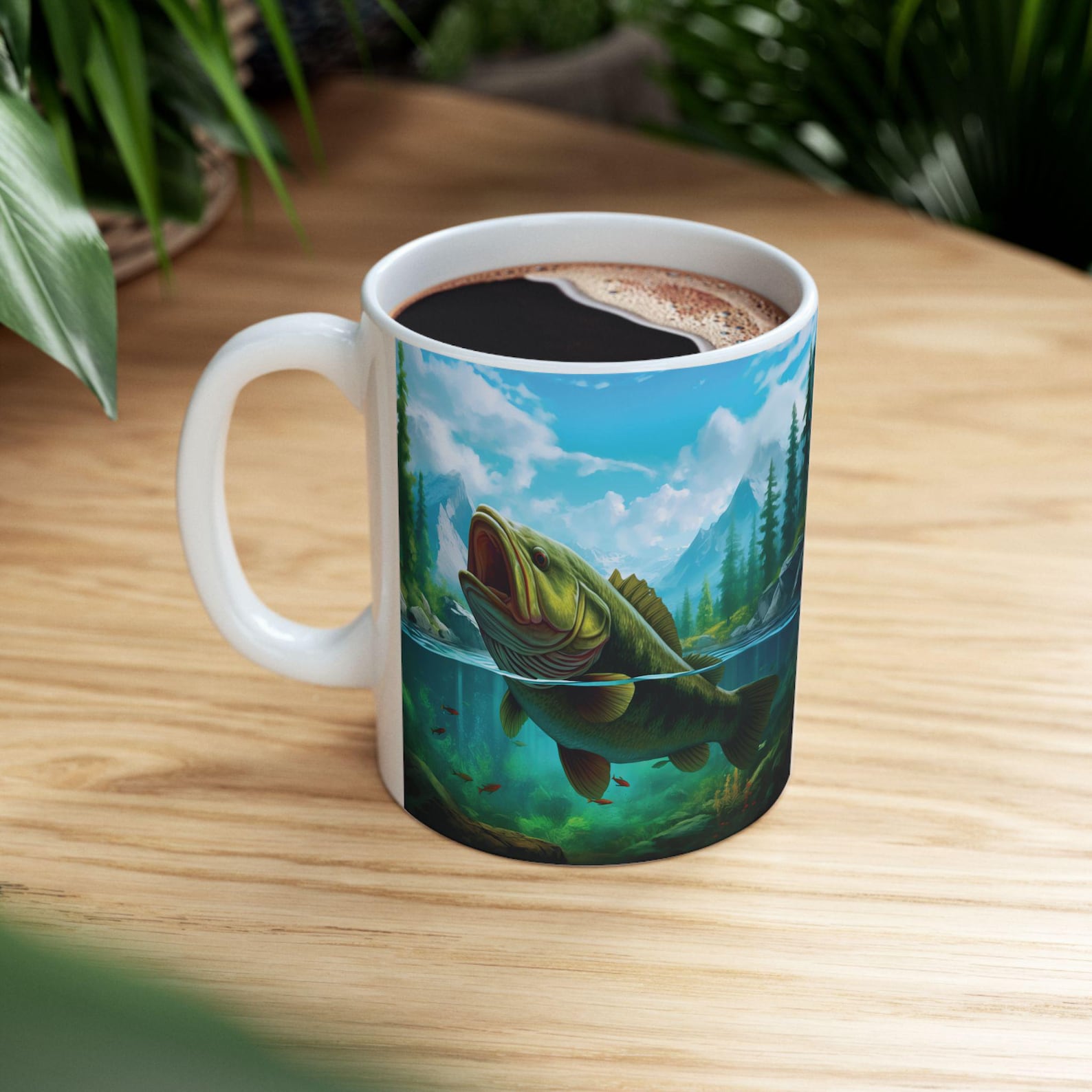 Bass Fish 3D Mug, Nature Scene Ceramic Coffee Cup, Lake Fishing Gift ...