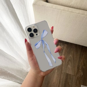 Coquette Phone Case, Baby Blue Bow Cell Phone Case for Samsung and ...