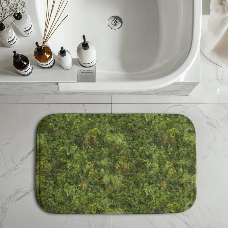 Moss Bath Mat, Nature Lover, Enchanted Forest Floor Bath Mat, Earth ...