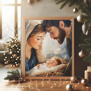 Christmas Poster Holy Family Religious Wall Art Prints Catholic Gift ...