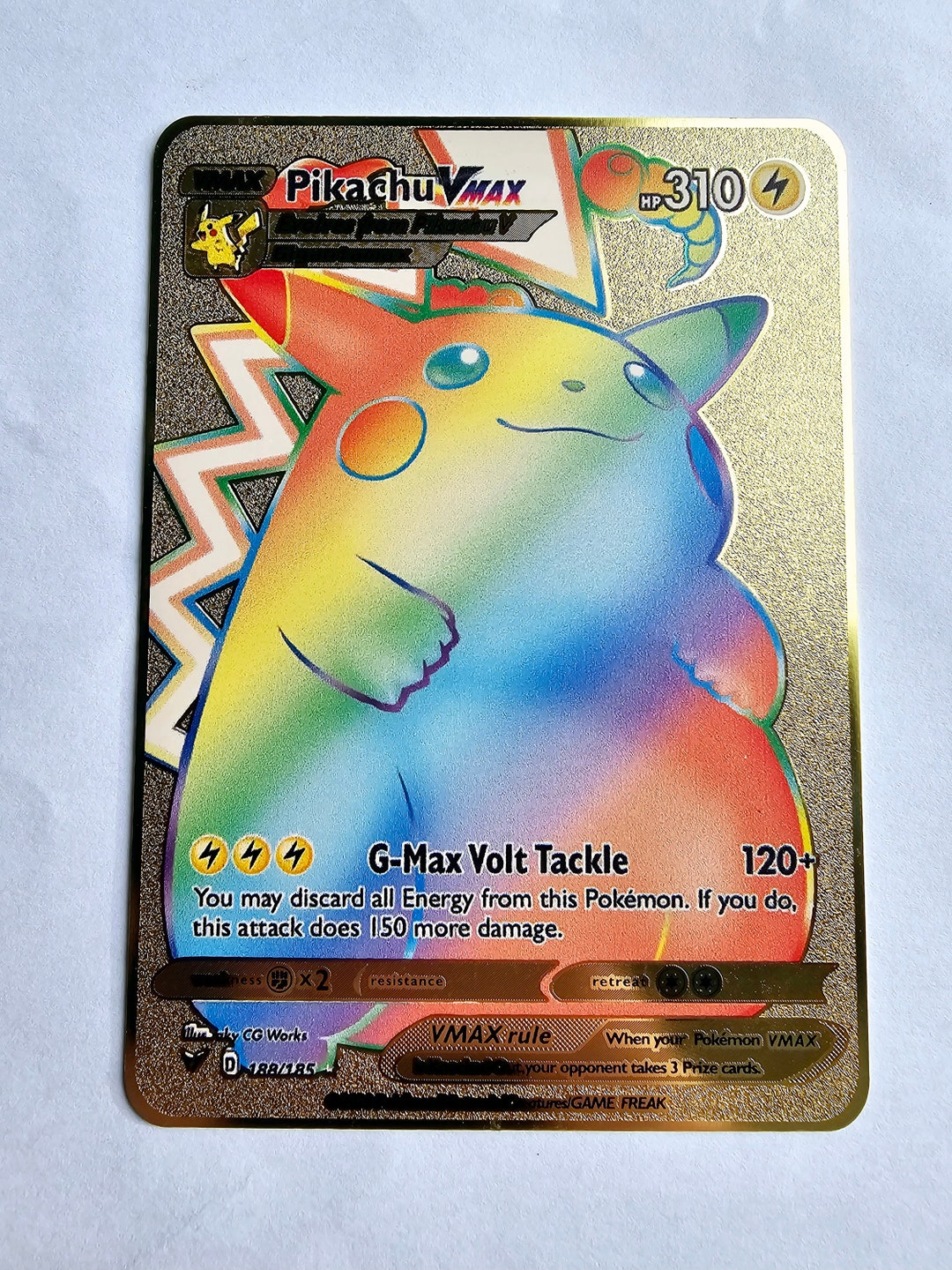 Pokemon Card Pikachu Metal Gold Rainbow Pokémon - Etsy
