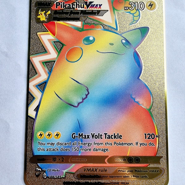 Gold Rainbow Pikachu Card - Etsy