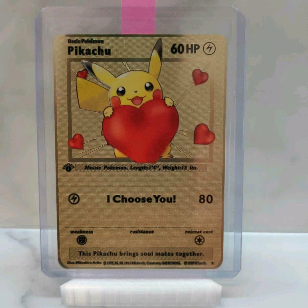 Pokemon Card Pikachu Metal Gold Heart Pokémon VMAX V I Choose You ...