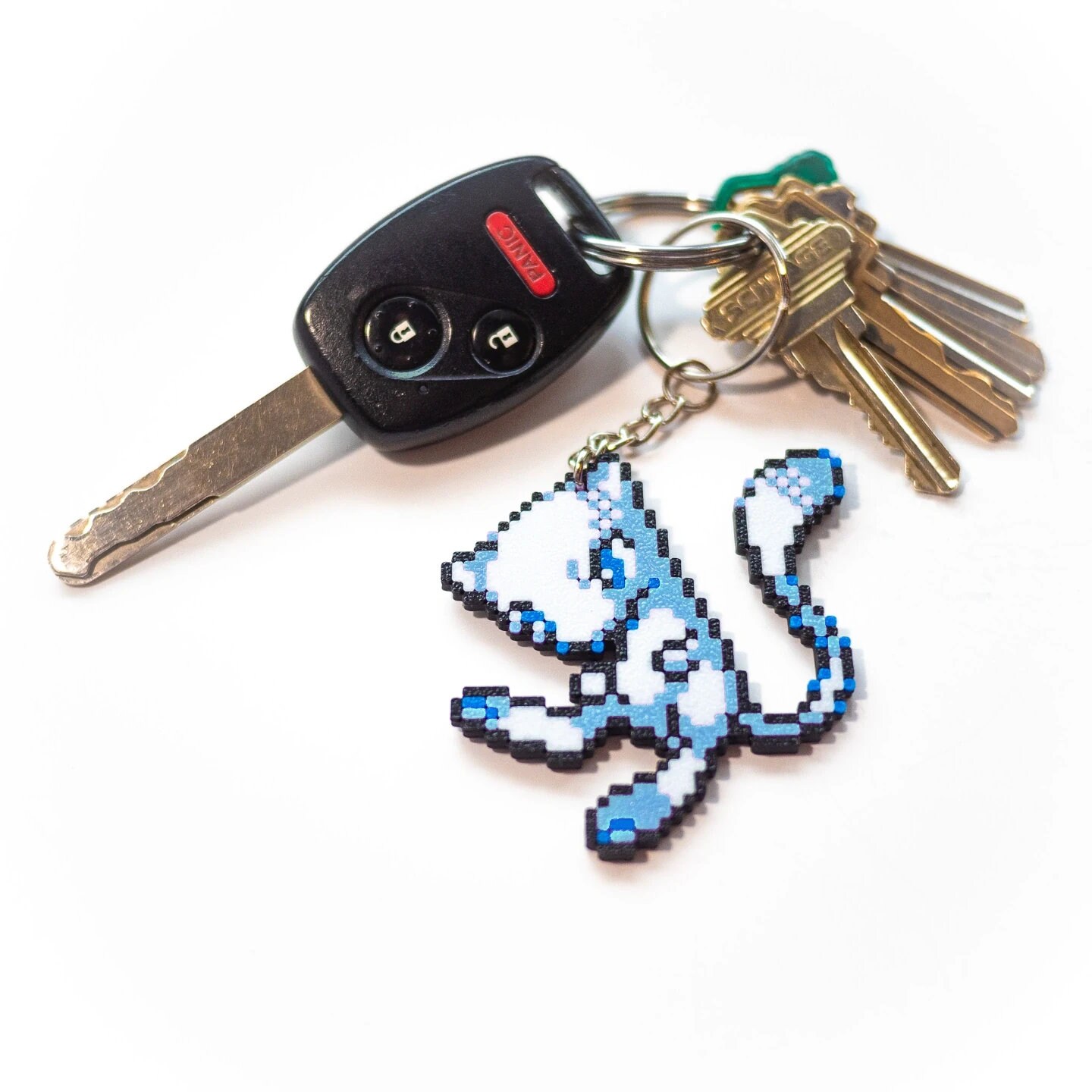 Pokemon Shiny Mew Blue Keychain Card Pixelart Pokémon Blue VMAX Ex V ...