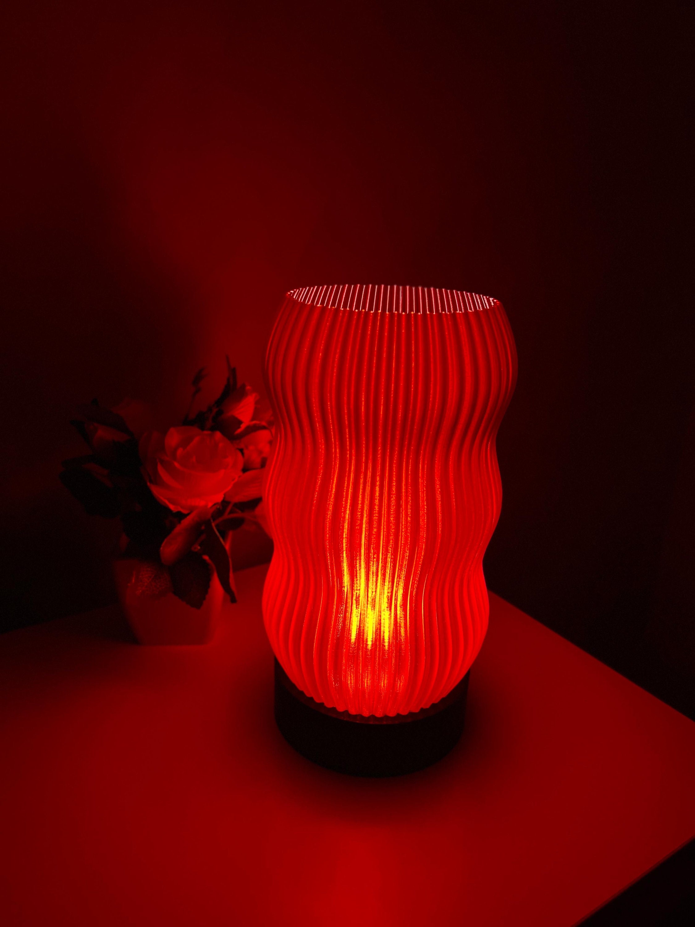 Red Light Lamp, Modern Table Lamp, Night Light, Wavy Lamp, Office Lamp ...