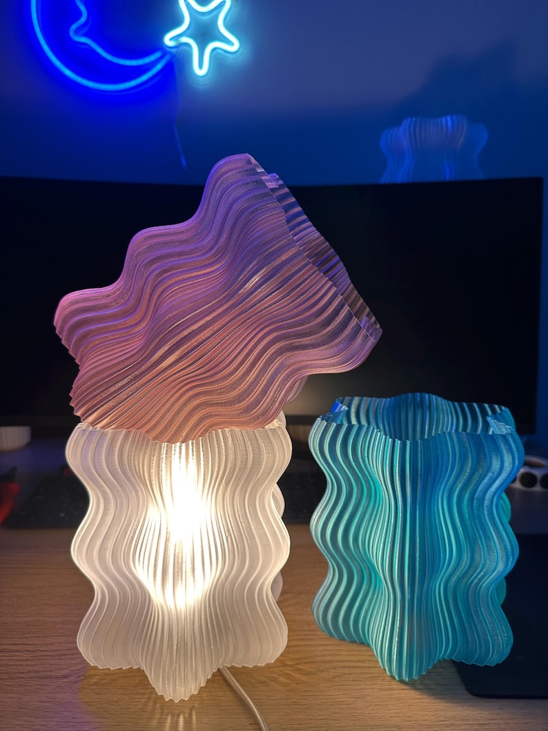 Clear Wavy Table Lamp | Bedside Table Lamp - Etsy