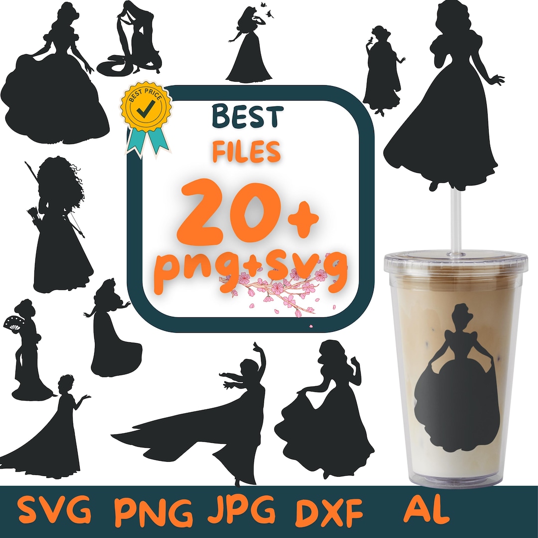 Princess Silhouette SVG, EPS, PNG Princess Silhouette Clipart Vector ...